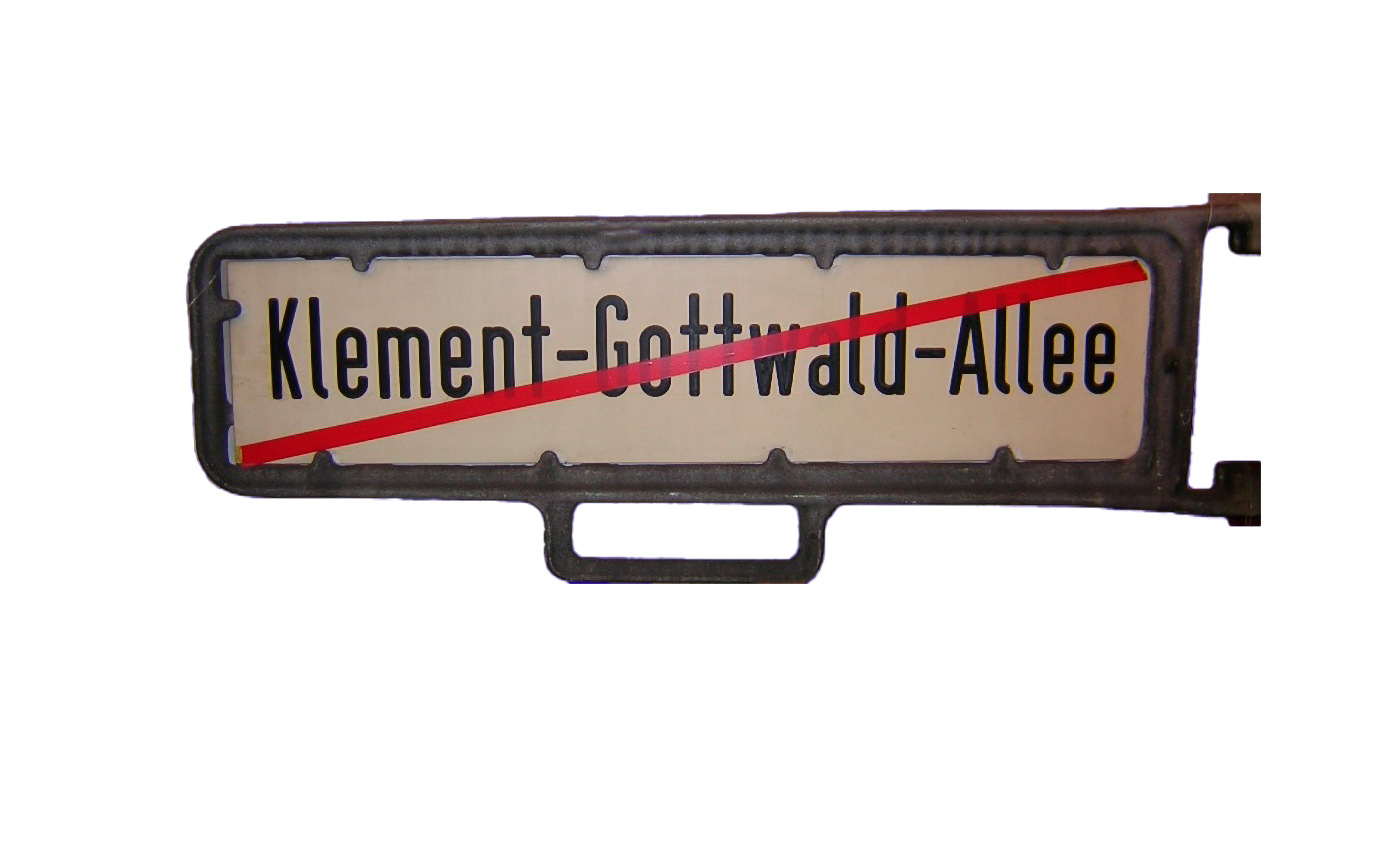 Straßenschild Klement-Gottwald-Allee, durchgestrichen :: Museum Pankow ...