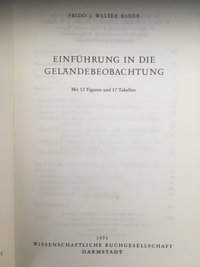 Bader, Frido, J. Walter: Einführung in die Geländebeobachtung ...
